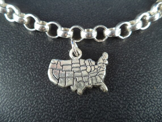STERLING SILVER United States Map Charm for Charm Bracelet | Etsy