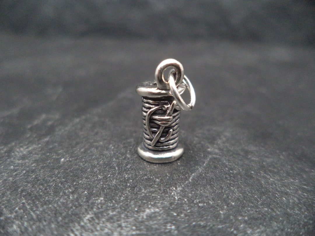 STERLING SILVER 3D Needle and Spool of Thread Charm for Charm Bracelet ...