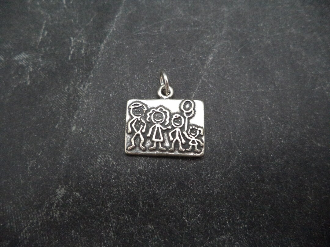 Sterling Silver 3D Family Drawing Charm for Charm Bracelet - Etsy