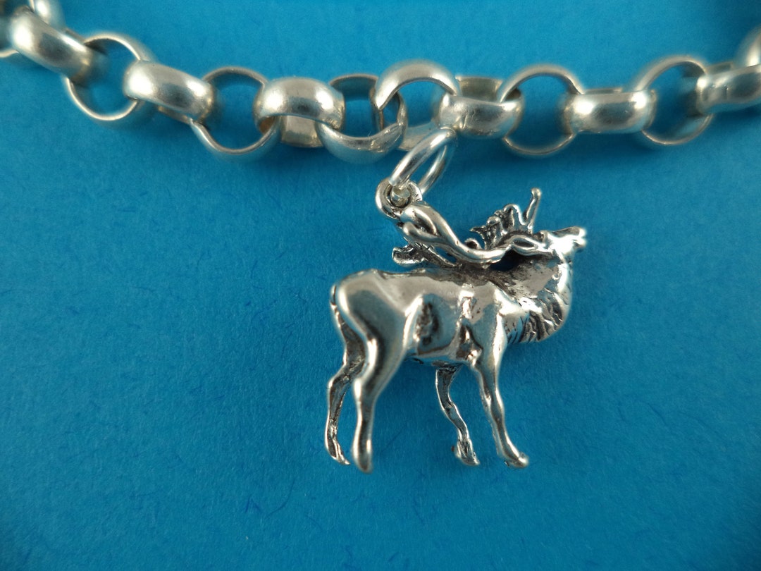 STERLING SILVER Rutting Elk Charm for Charm Bracelet - Etsy