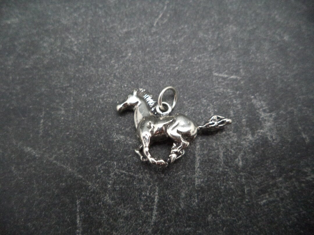 Sterling Silver 3D Mustang, Galloping Horse Charm for Charm Bracelet - Etsy