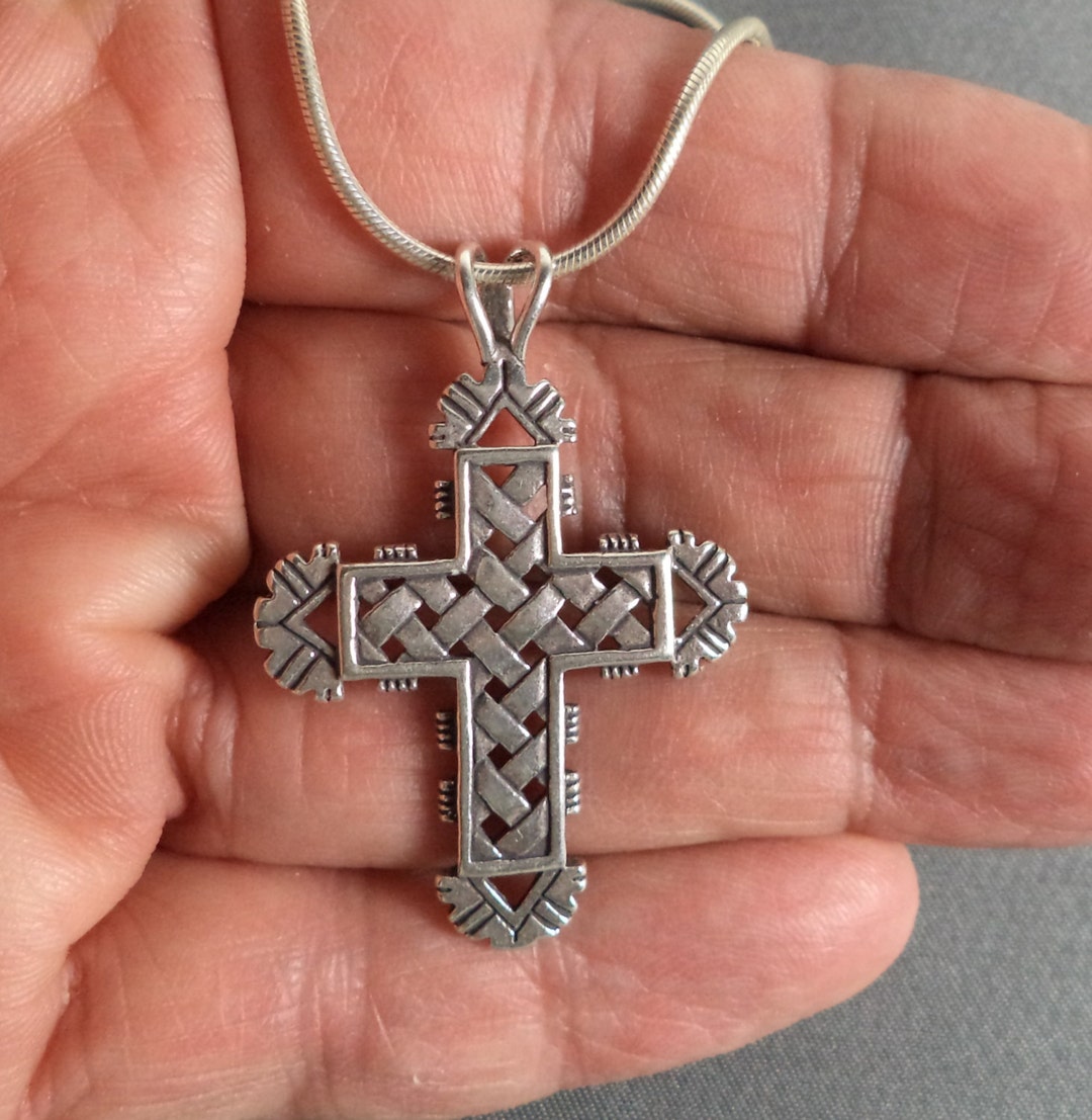 STERLING SILVER Woven Cross Design Cross Pendant - Etsy