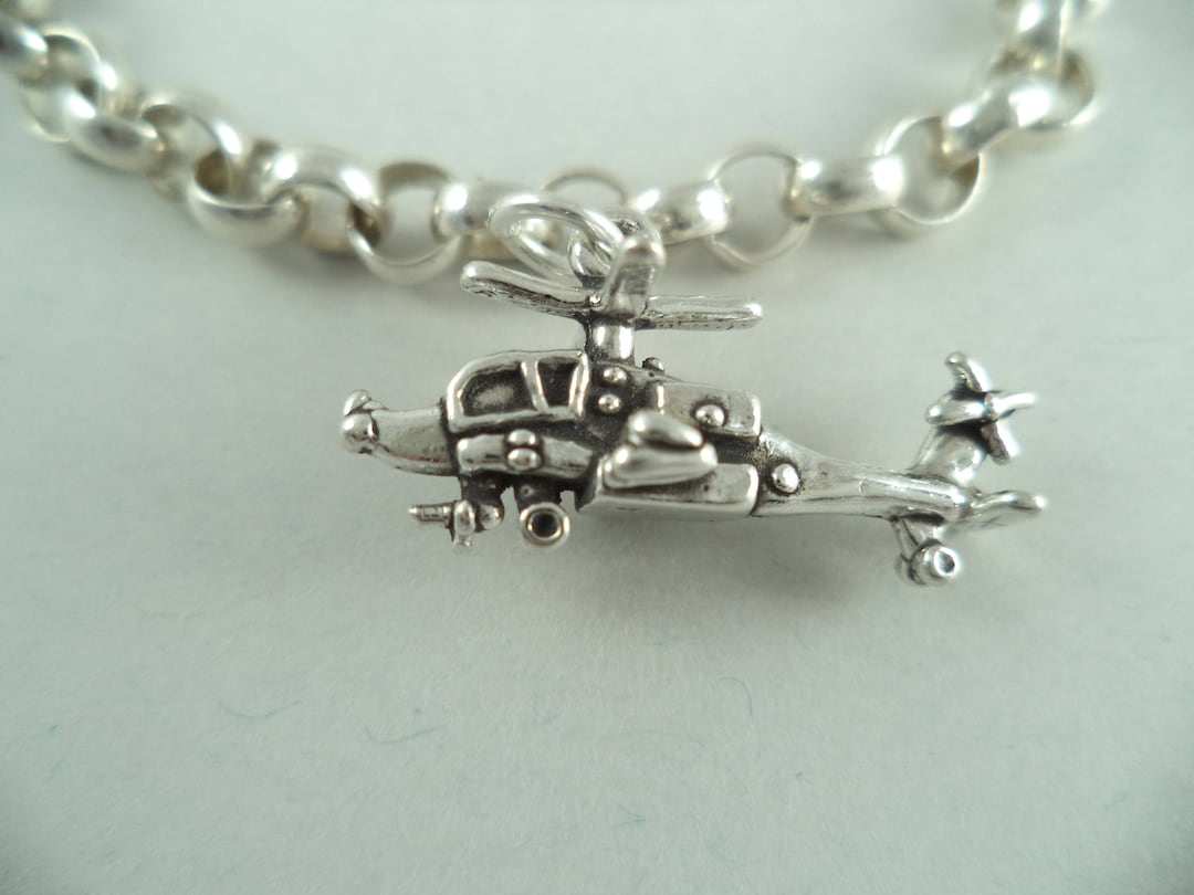 STERLING SILVER 3D Military Helicopter Charm for Charm Bracelet - Etsy