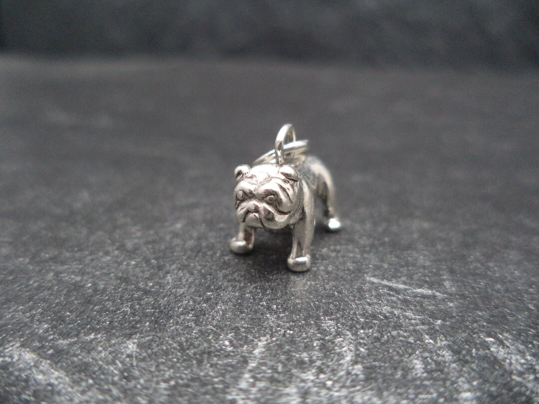 Sterling Silver 3D Small Bulldog Charm for Charm Bracelet, Animal Lover ...
