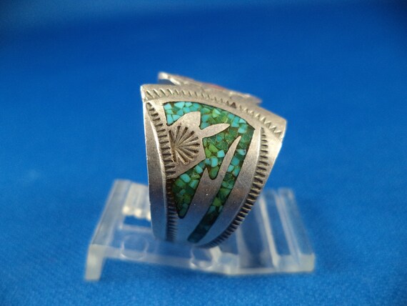 Beautiful Vintage Sterling Silver Chip Inlay Turquois… - Gem