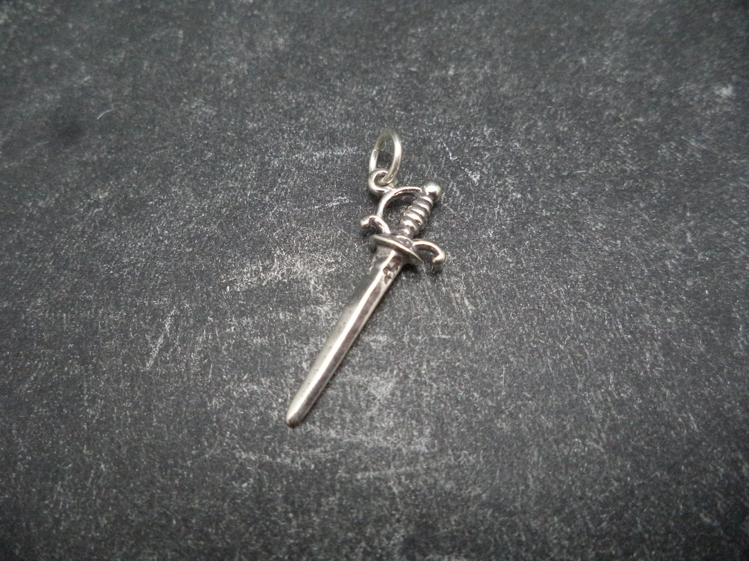 STERLING SILVER 3D Dagger Charm for Charm Bracelet. Sword Charm, Dagger ...