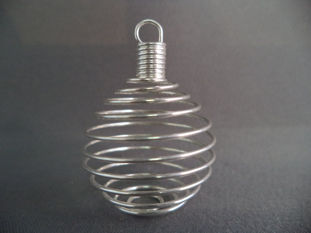 25mm Silver Tone Spiral Bead Cage for Beads, Crystal or Stone. - Etsy