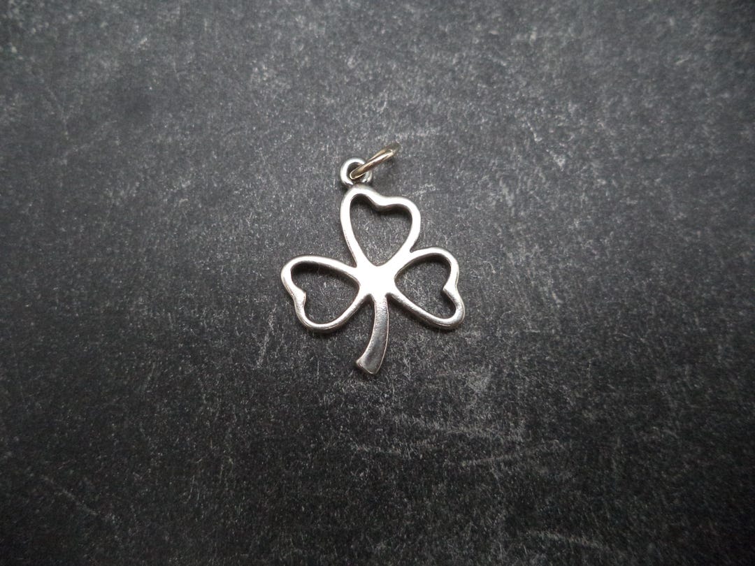 STERLING SILVER 3D Shamrock Three Leaf Clover Charm for Charm Bracelet ...