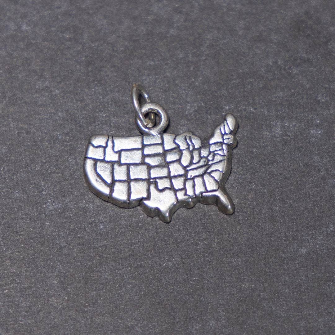 STERLING SILVER United States Map Charm for Charm Bracelet - Etsy