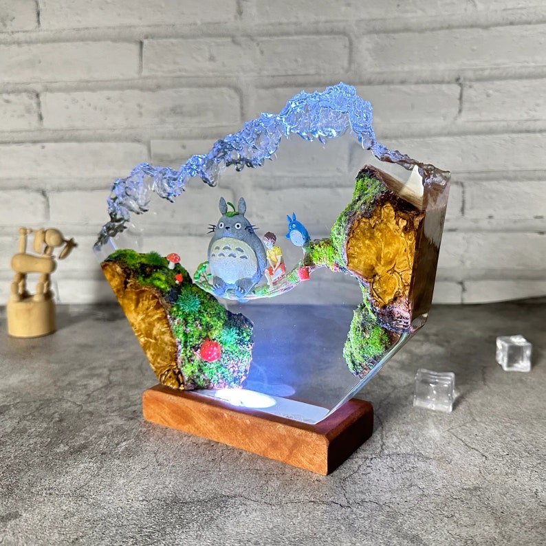 My Neighbor Totoro Ghibli Epoxy Resin Wood Lamp Famous Anime, Epoxy ...