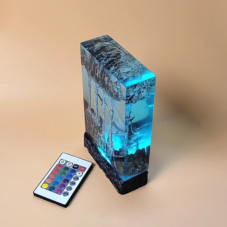 Whales Mythical Ancient Relics Undersea Epoxy Resin Wood Lamp Ocean ...