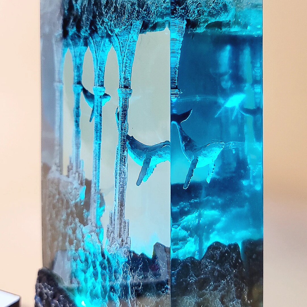 Whales Mythical Ancient Relics Undersea Epoxy Resin Wood Lamp Ocean ...