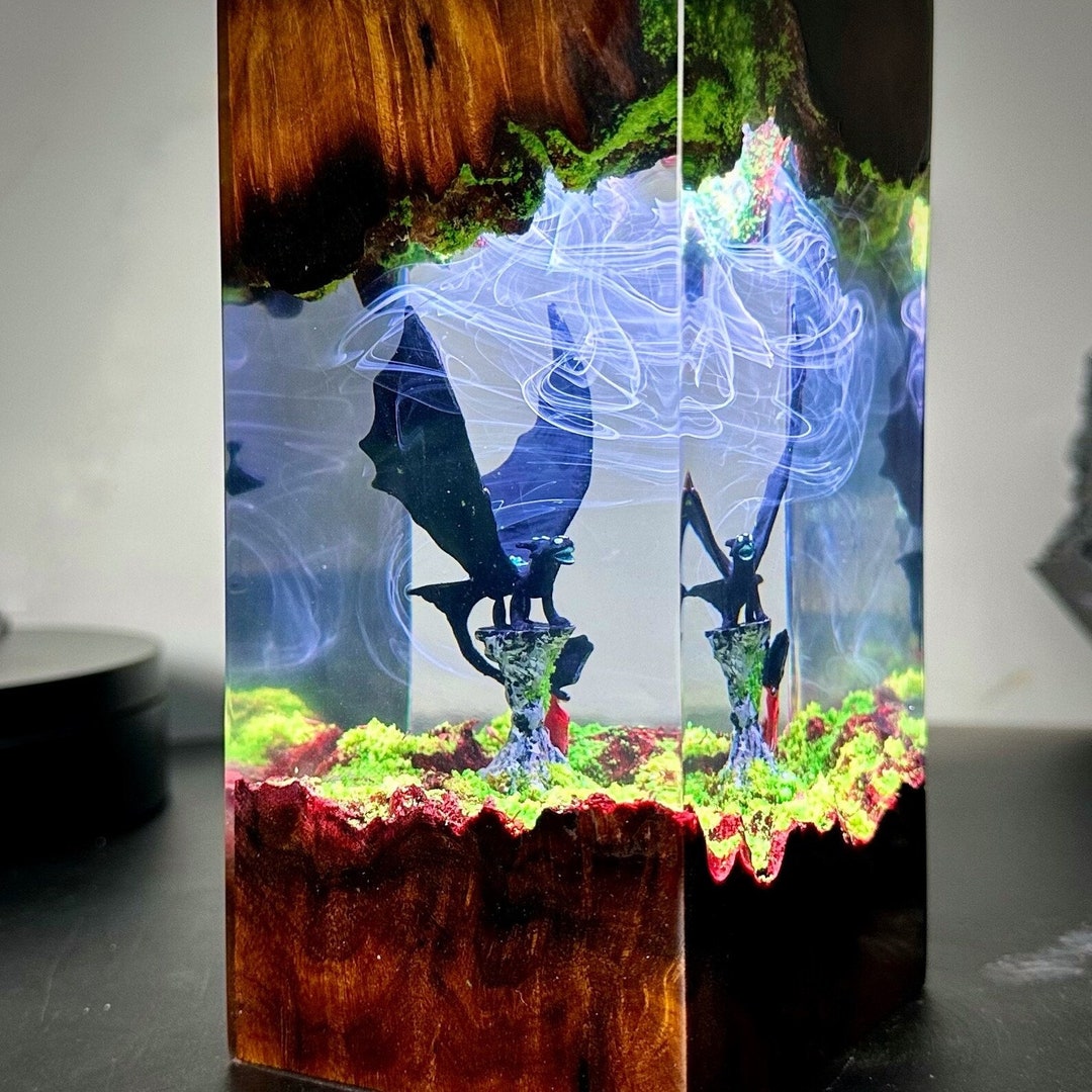 How to Train Your Dragon Toothless Epoxy Resin Wood Lamp, Custom ...