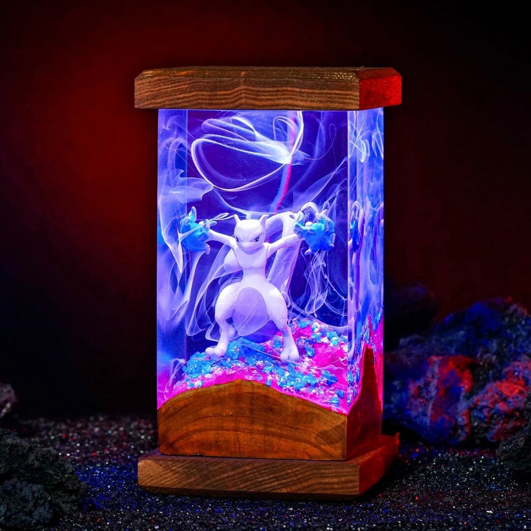 Pokemon Gift Mewtwo Epoxy Lamp, Custom Epoxy Lamp, Pokemon Birthday ...