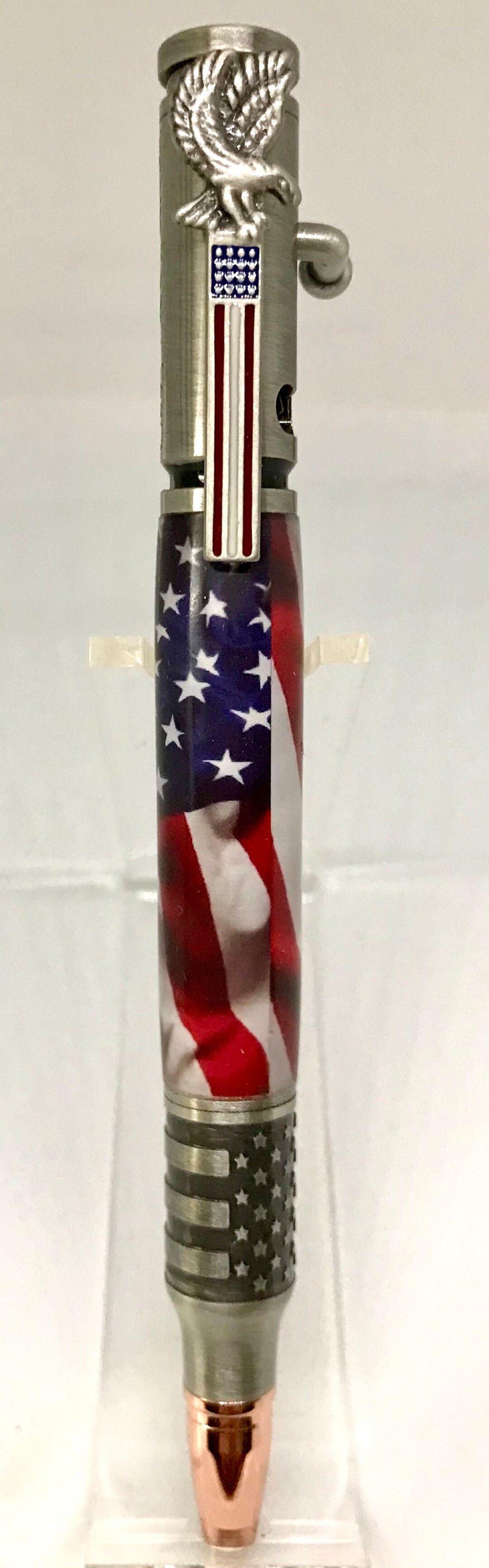 STATUE OF LIBERTY - Antique Pewter Bolt Action Pen, Flag Blank ...