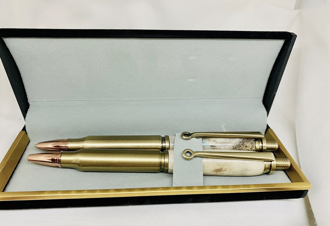 30 CALIBER BULLET Cartridge 24k Gold Click Pen/pencil Set Handmade ...