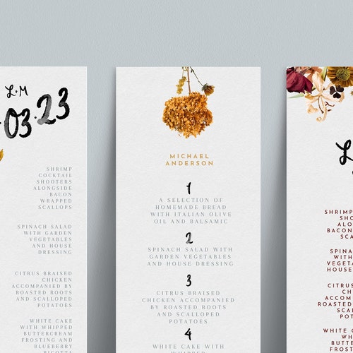 INSTANT Menu Look of Custom Pressed Flowers Wild - Etsy