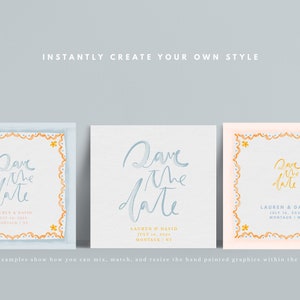 INSTANT | Save the Date | Look of Custom | Boarder Detail | Editable ...