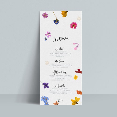 INSTANT Bar Menu Look of Custom Pressed Flowers Wild - Etsy