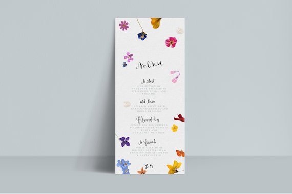 INSTANT Menu Look of Custom Pressed Flowers Wild - Etsy