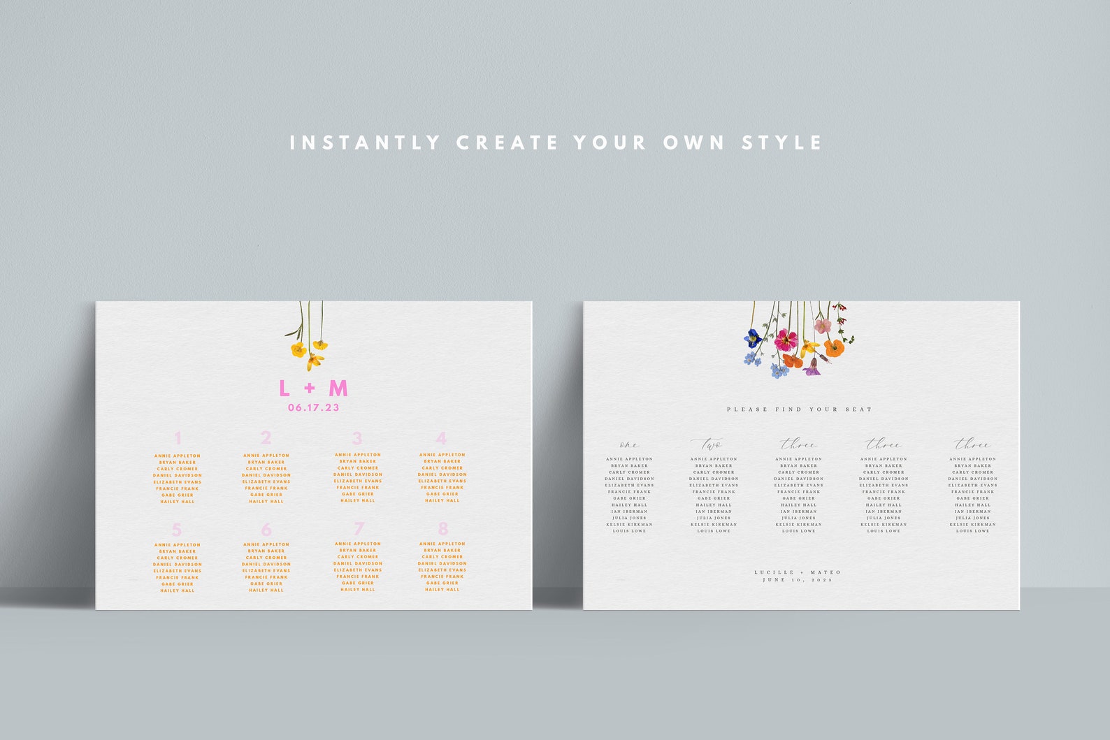 INSTANT Seating Chart Sign Pressed Flower Graphics - Etsy