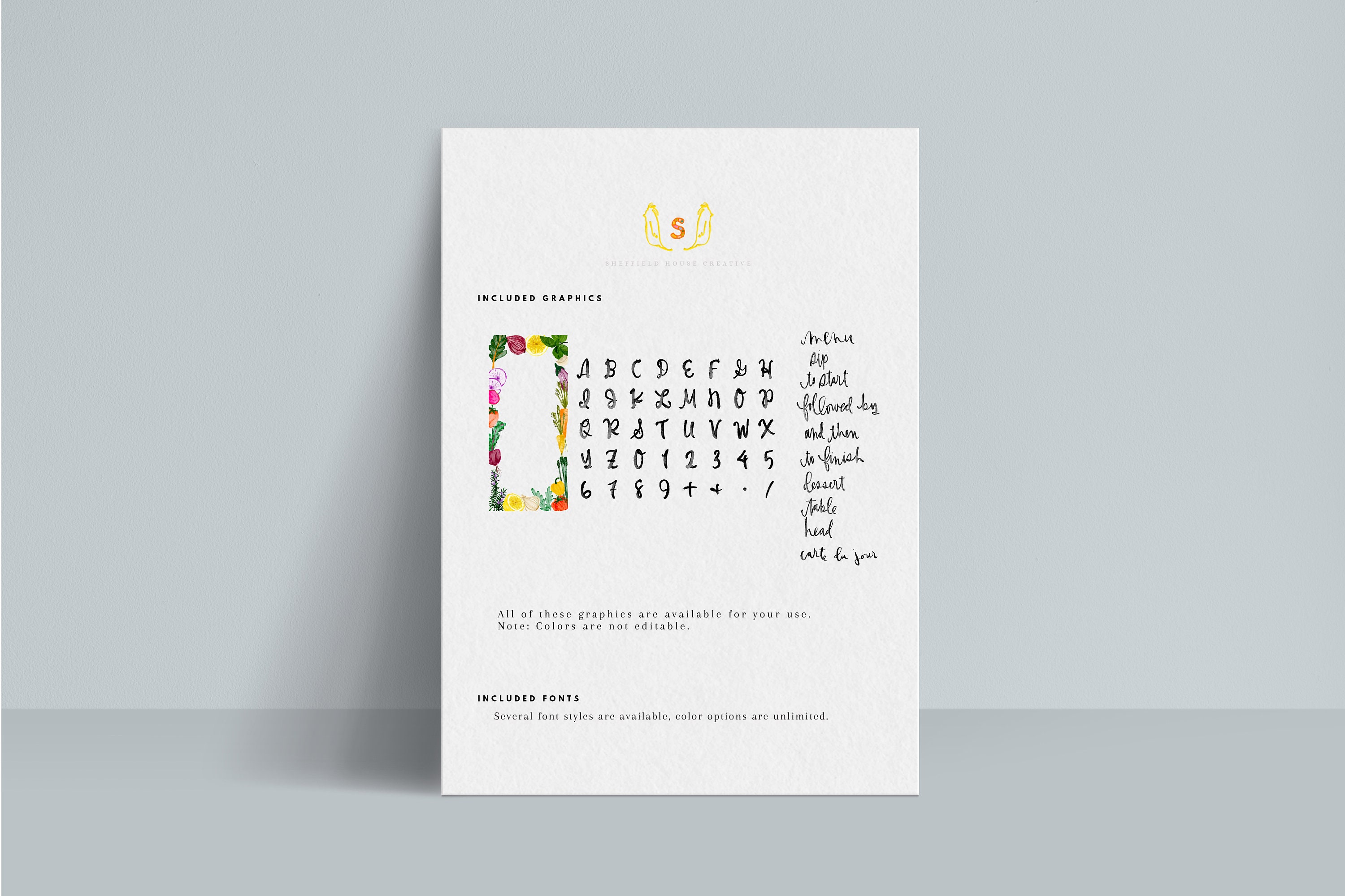 INSTANT Menu Look of Custom Watercolor Veggies Herbs | Etsy