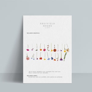 INSTANT | Seating Chart Sign | Pressed Flower Graphics | Editable ...