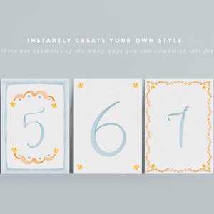INSTANT | Table Numbers | Look of Custom Watercolor | Editable ...
