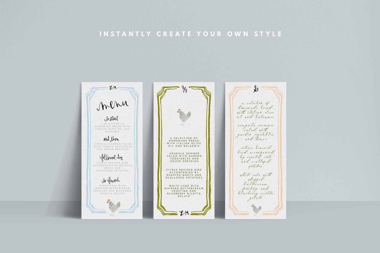 INSTANT Menu Look of Custom Watercolor Chicken Farm - Etsy