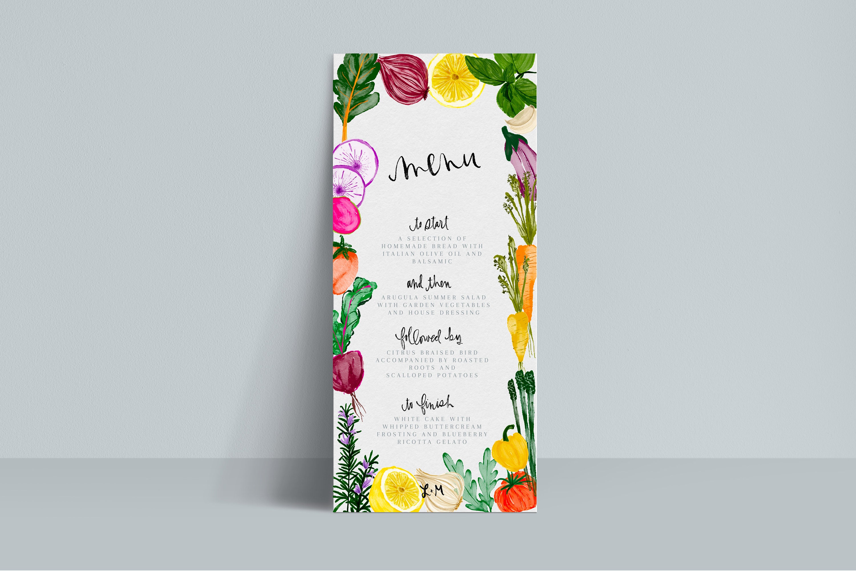 INSTANT Menu Look of Custom Watercolor Veggies Herbs | Etsy