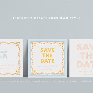 INSTANT | Save the Date | Look of Custom | Boarder Detail | Editable ...