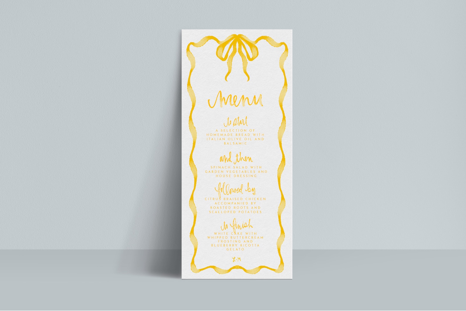 INSTANT Menu Look of Custom Watercolor Bow Editable - Etsy