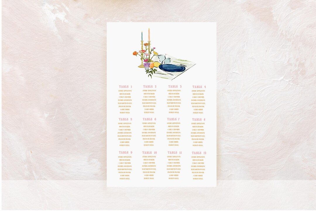 INSTANT | Seating Chart | Look of Custom | Poppy + Patrick - Etsy
