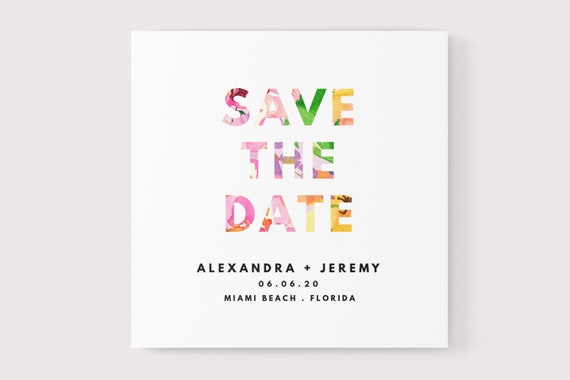 INSTANT Save the Date Floral Font Colorful Editable | Etsy