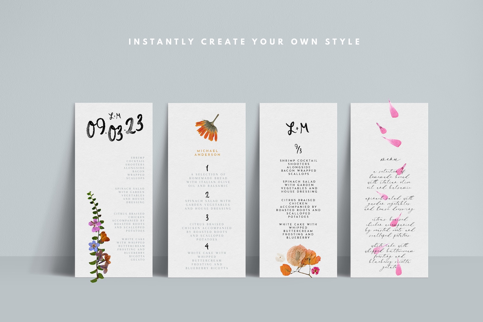 INSTANT Menu Look of Custom Pressed Flowers Wild - Etsy
