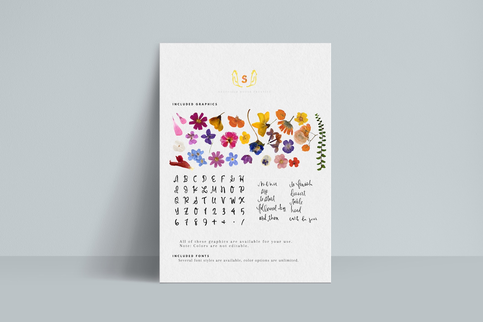 INSTANT Menu Look of Custom Pressed Flowers Wild - Etsy