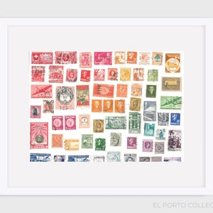 Printable Vintage Postage Stamp Collage Scrapbooking Digital - Etsy