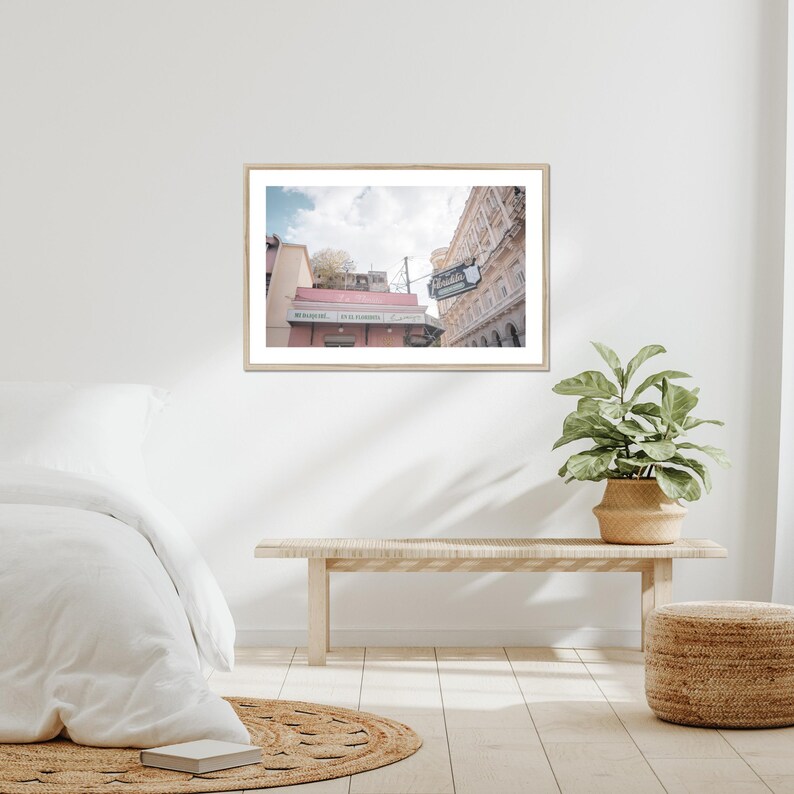 Pink Architecture Print Retro Neon Sign Photo Cuba Wall Art Havana ...