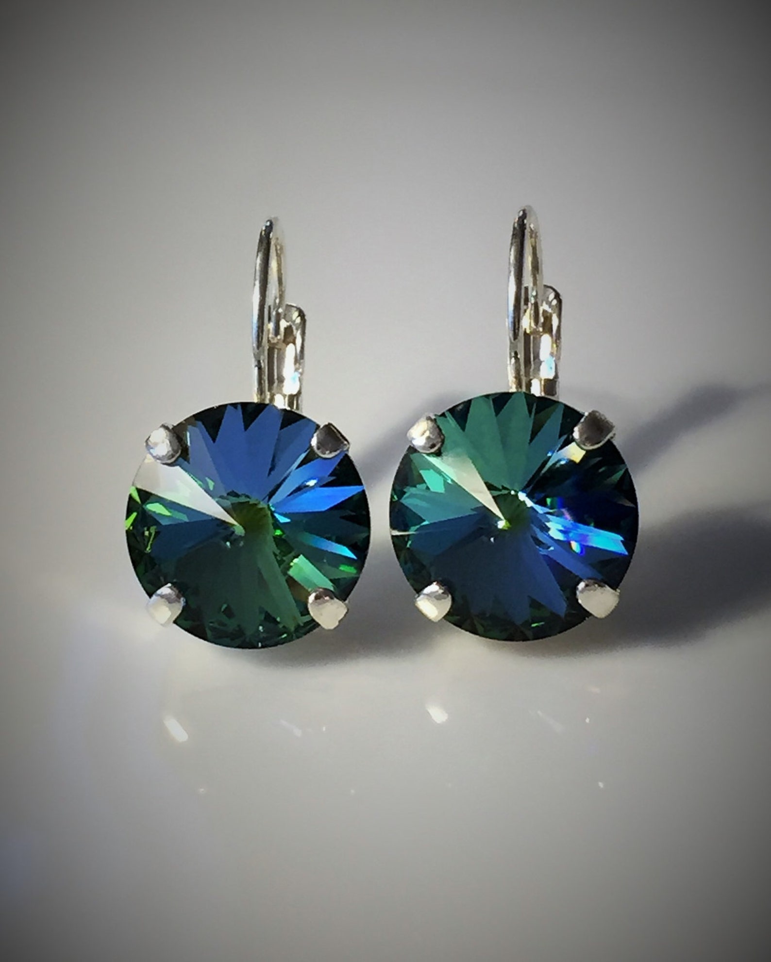 Green Sphinx Swarovski Crystal 12mm Round Drops Blue Green - Etsy