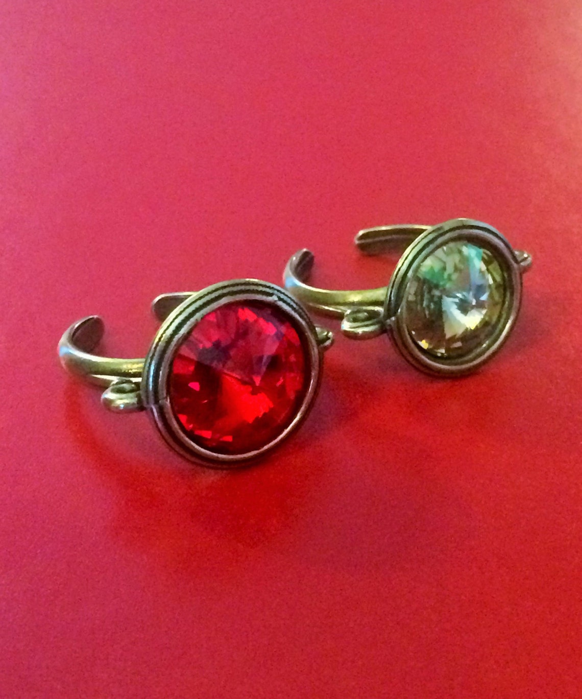 Luminous Green Swarovski Crystal Ring, Vintage Style Ring, Antique ...