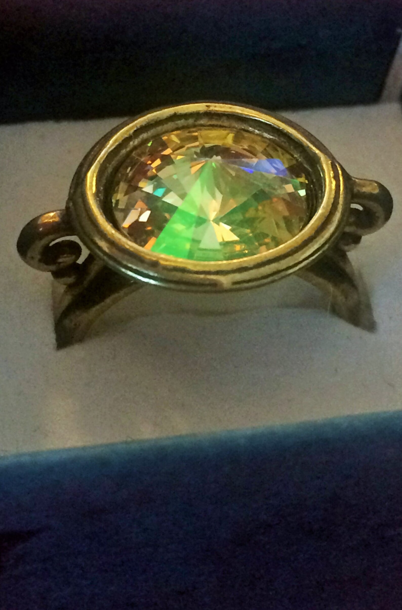 Luminous Green Swarovski Crystal Ring, Vintage Style Ring, Antique ...