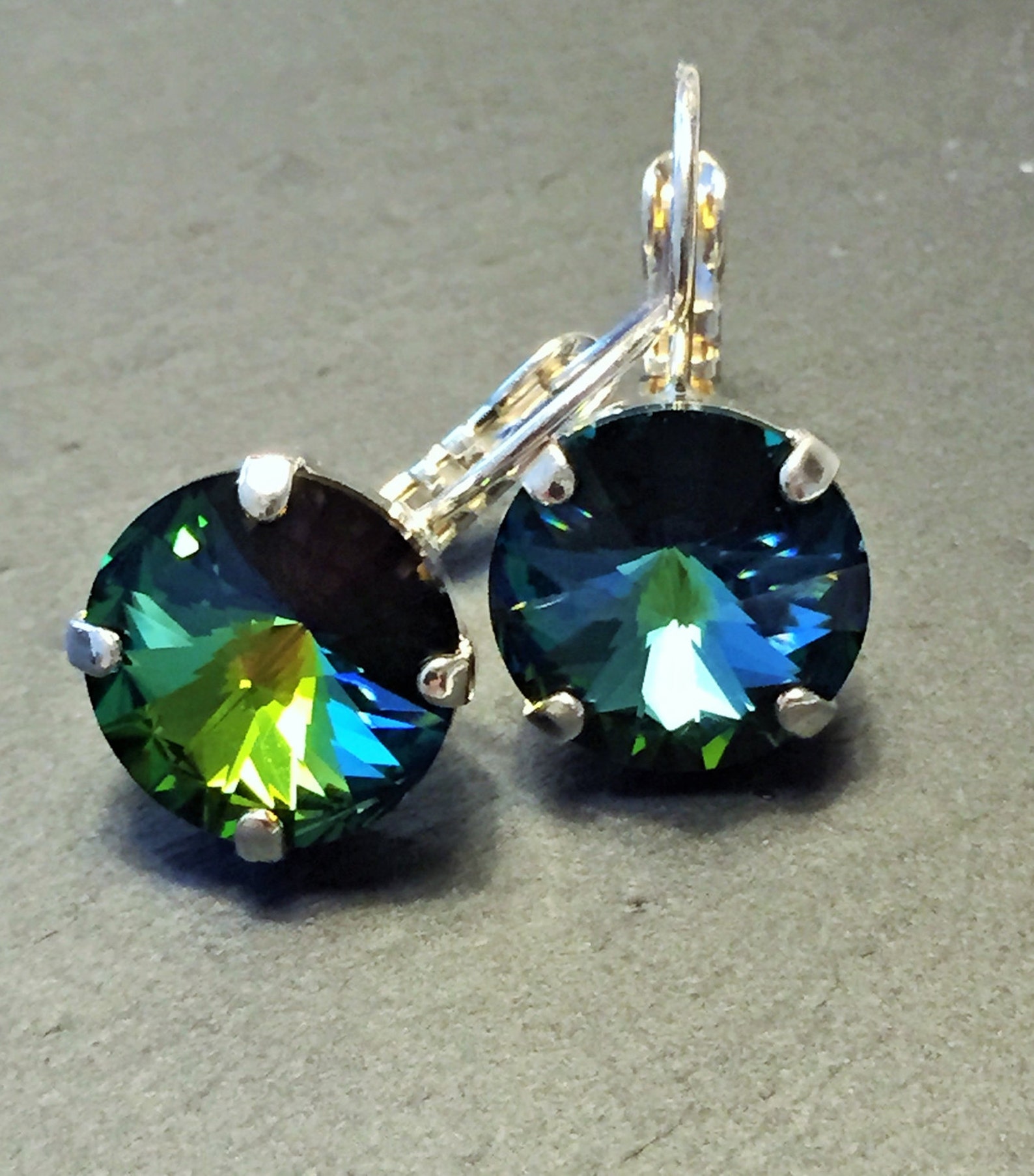 Green Sphinx Swarovski Crystal 12mm Round Drops Blue Green - Etsy