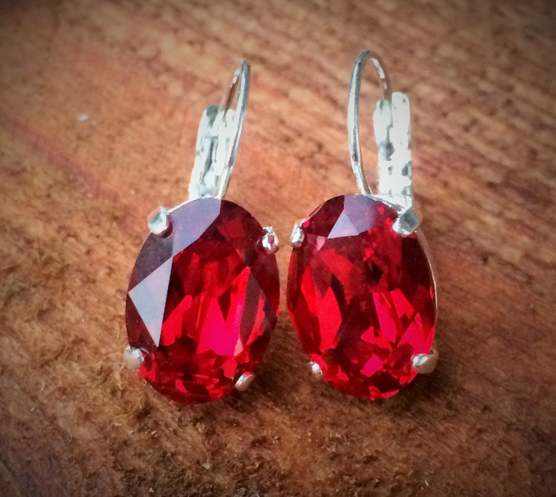 Siam Red Swarovski Crystal Drops Red Oval Crystal Prong Set - Etsy