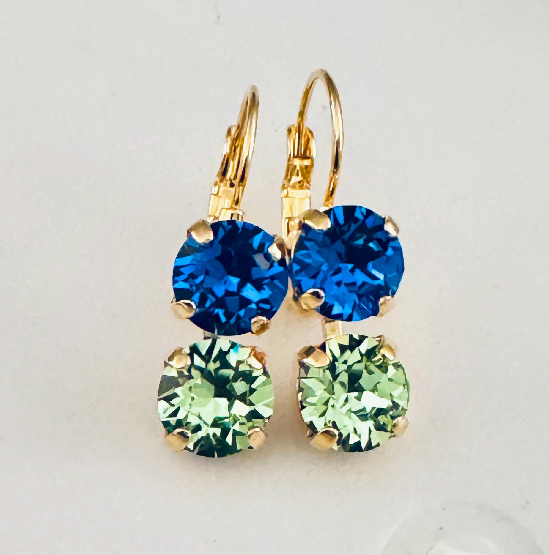 Sapphire & Peridot Swarovski Crystal Earrings: Seattle Fan Jewelry - Etsy