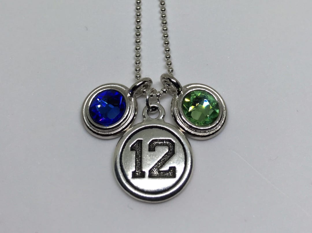 Seahawk's Fan Charm Necklace , 12th Woman Swarovski and Pewter Charms ...