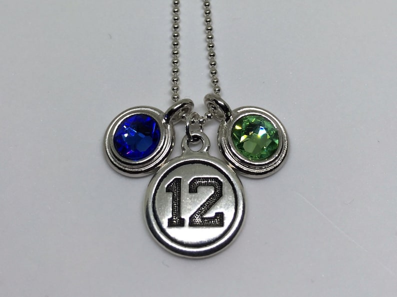 Seahawk's Fan Charm Necklace , 12th Woman Swarovski and Pewter Charms ...