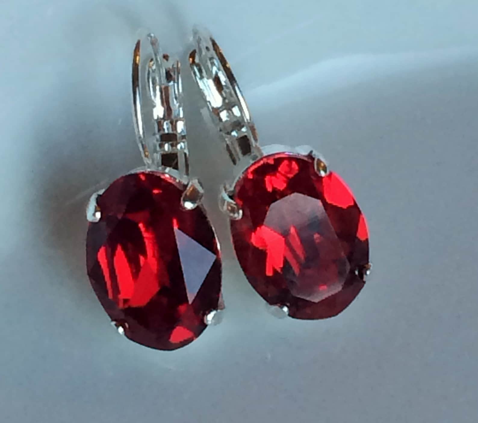 Siam Red Swarovski Crystal Drops Red Oval Crystal Prong Set - Etsy