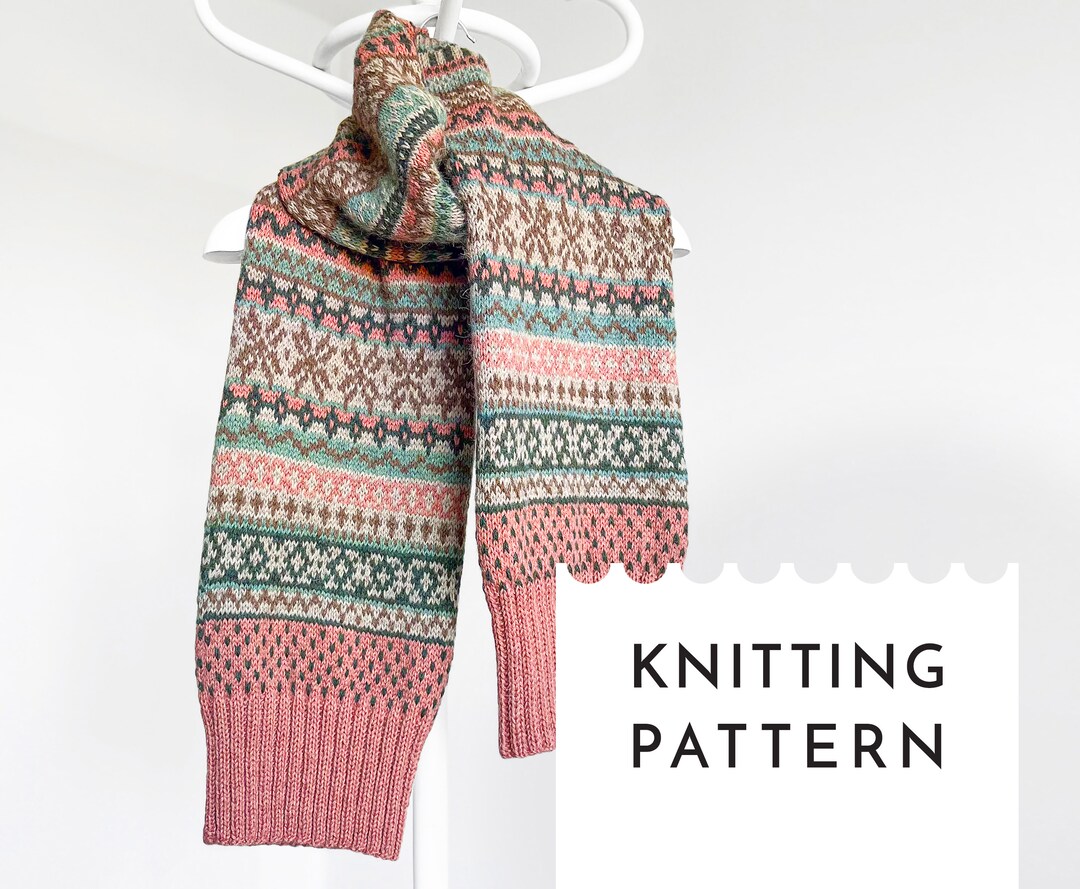 Fair Isle Scarf Knitting Pattern PDF — Rohuküla Extra Long Double Layer ...