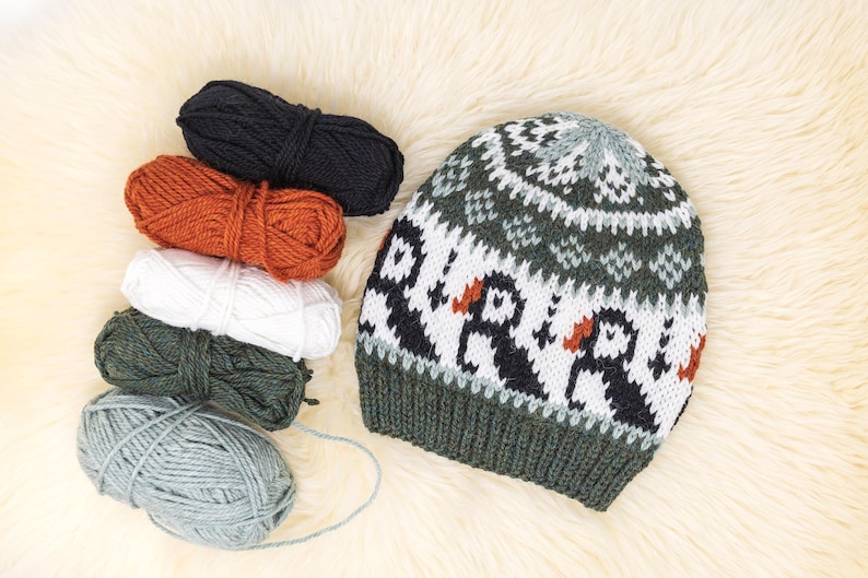 Puffin Hat Knitting Pattern PDF, Icelandic Bird Beanie for Adults ...