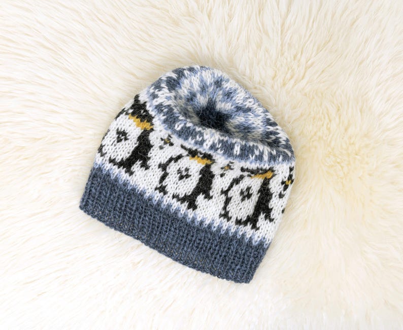Penguin Hat Knitting Pattern PDF — Nordic Fair Isle Beanie Design - Etsy